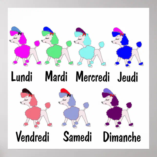 French Days of the Week Poster | Zazzle