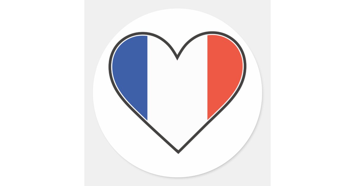 French Heart Flag Classic Round Sticker | Zazzle