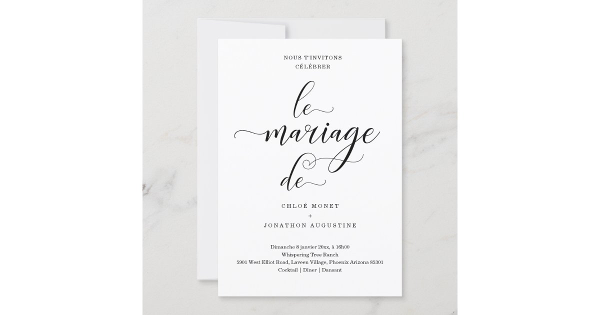 French Wedding Invitation | Zazzle