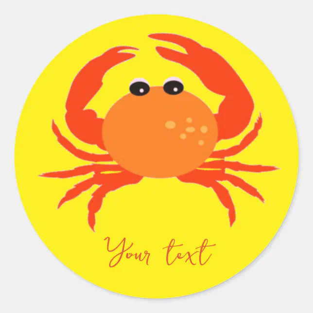 Fresh bold simple clean crab custom classic round sticker | Zazzle