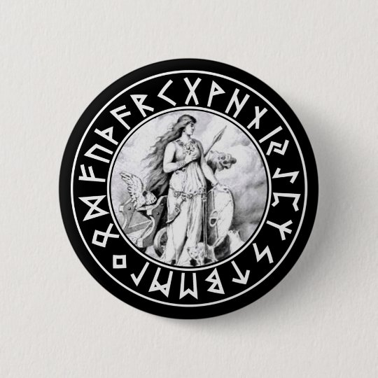 Freya Rune Shield on Blk 6 Cm Round Badge | Zazzle.co.uk