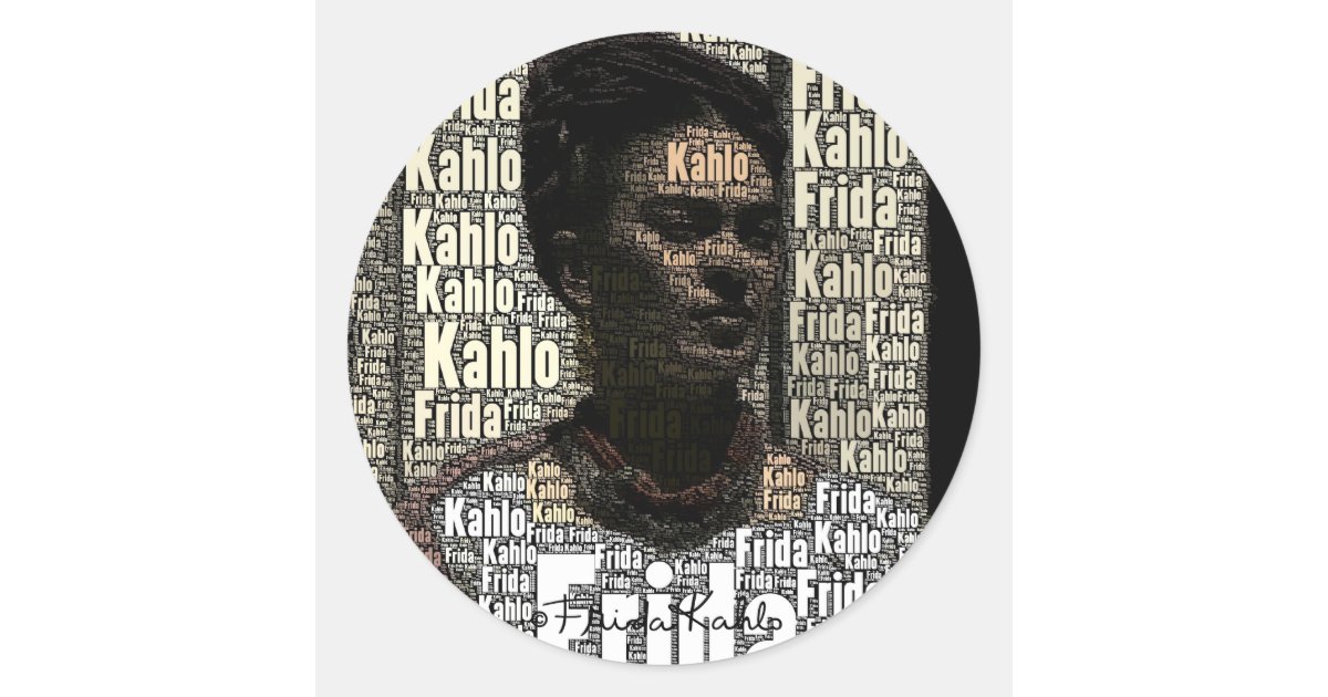Frida Kahlo Lettering Portrait Classic Round Sticker | Zazzle