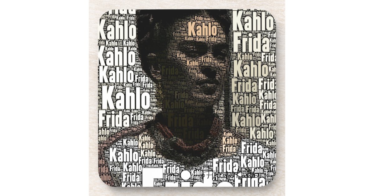 Frida Kahlo Lettering Portrait Coaster | Zazzle
