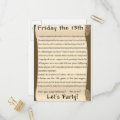 Friday the 13th invitation postcard | Zazzle