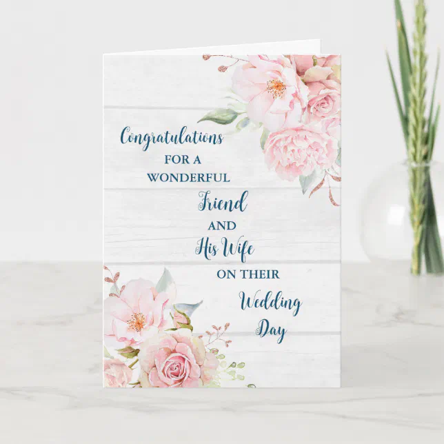 Friend and His Wife Wedding Day Congratulations Card | Zazzle