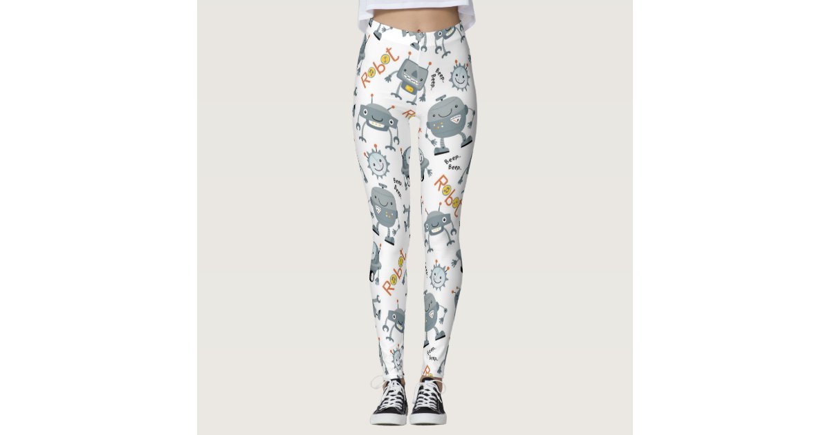 Friendly Robot Leggings | Zazzle