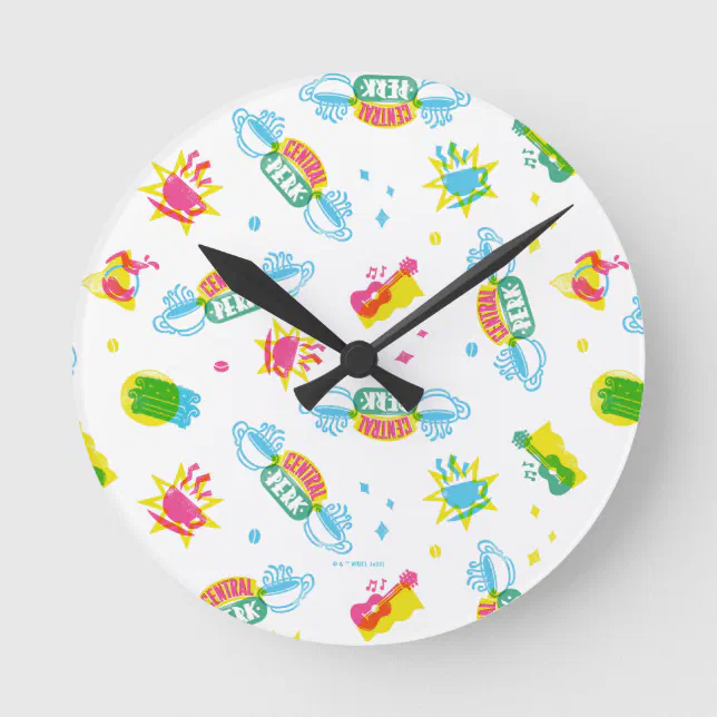 FRIENDS™ | Central Perk Neon Pattern Round Clock | Zazzle