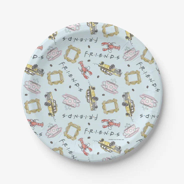 FRIENDS™ Watercolor Icons Pattern Paper Plate | Zazzle