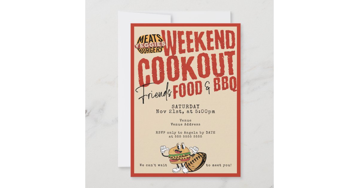 Friendsgiving Potluck BBQ & Football Thanksgiving Invitation | Zazzle