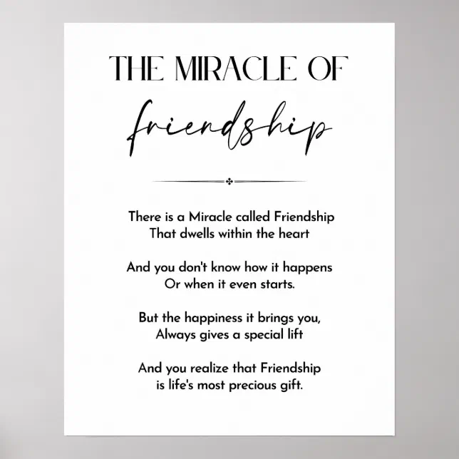 Friendship poem, friend inspirational gift, quote poster | Zazzle