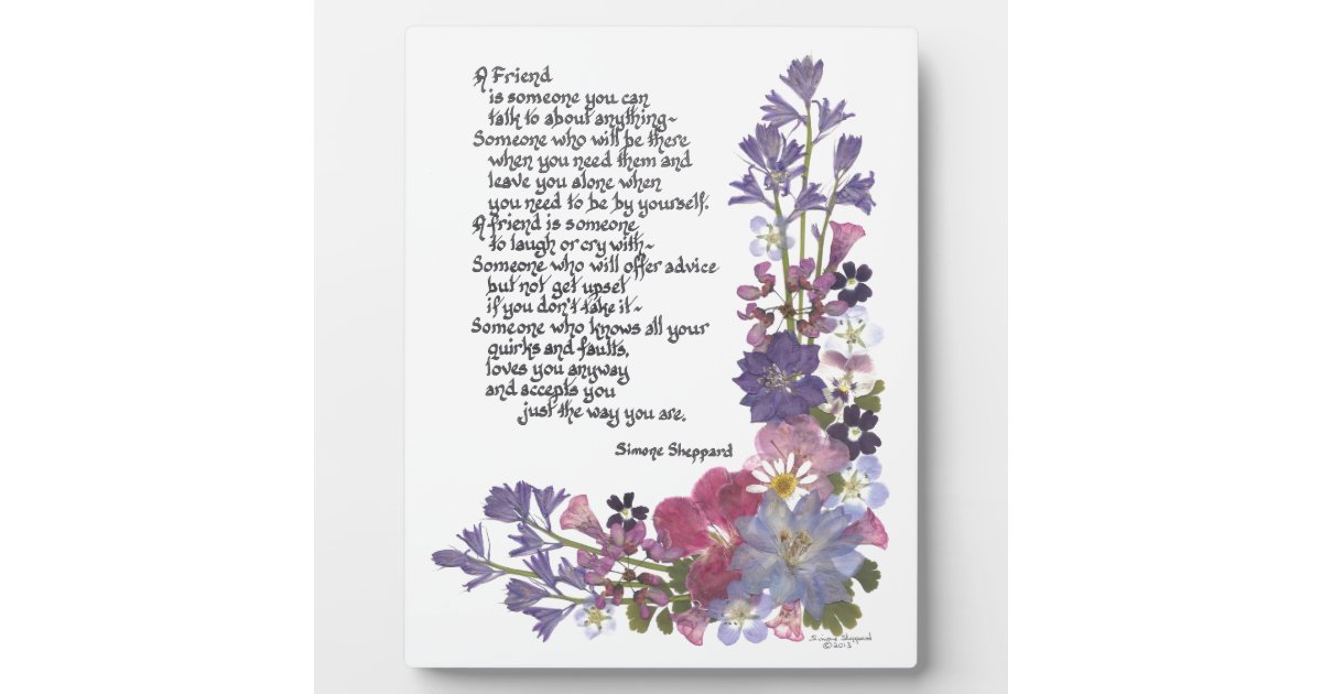 Friendship poem plaque | Zazzle
