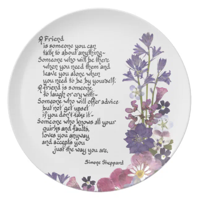 Friendship poem plate | Zazzle