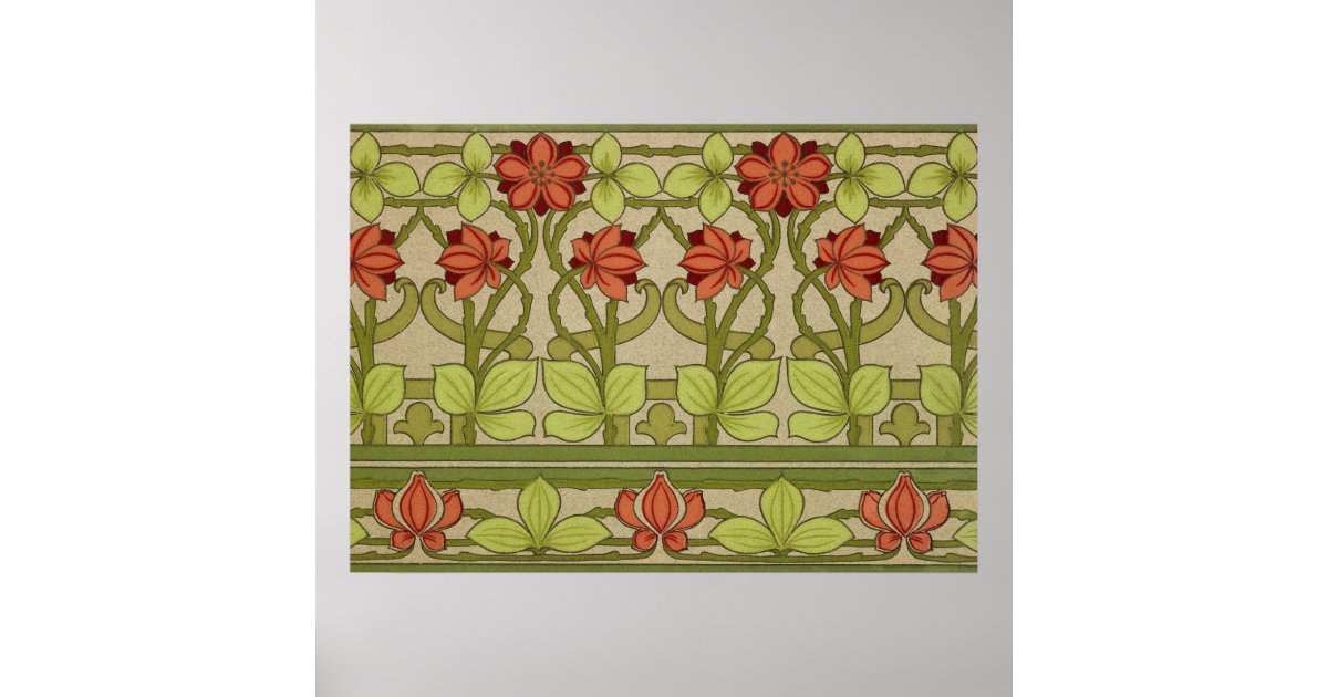 Frieze Border Art Nouveau Wallpaper Poster | Zazzle