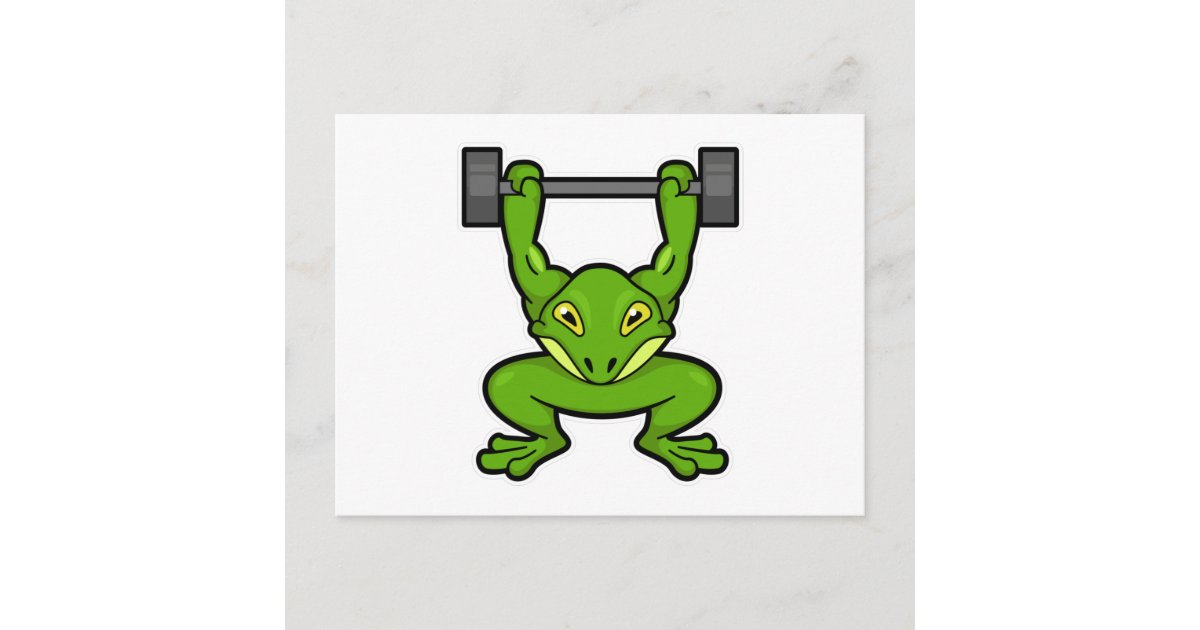 Frog at Bodybuilding with Barbell Postcard | Zazzle