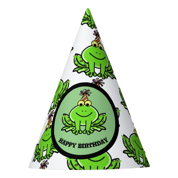 FROG BIRTHDAY PARTY HAT WITH FROG DESIGN | Zazzle.co.uk