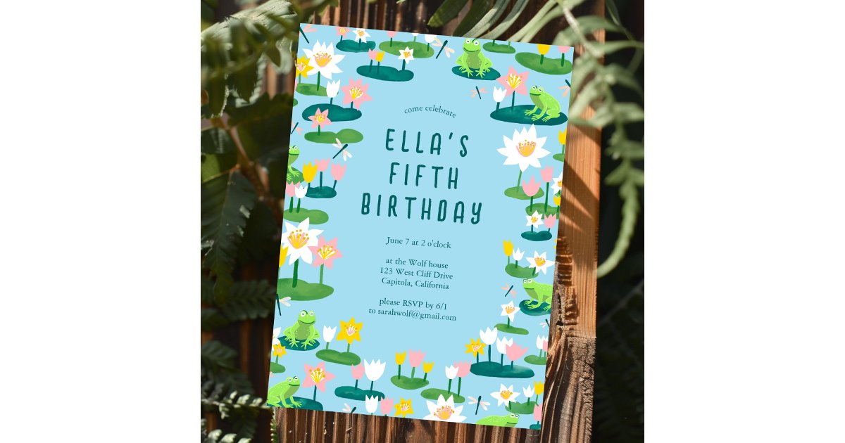 Frogs and Lily Pads Cute CUSTOM BIRTHDAY PARTY Invitation | Zazzle