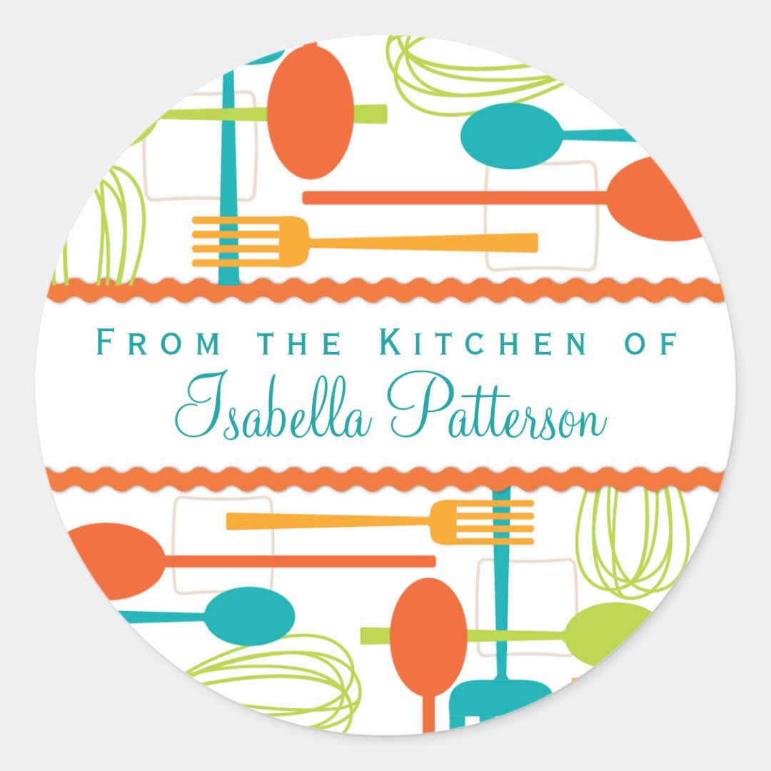 From the Kitchen Retro Cooking Utensils Sticker | Zazzle