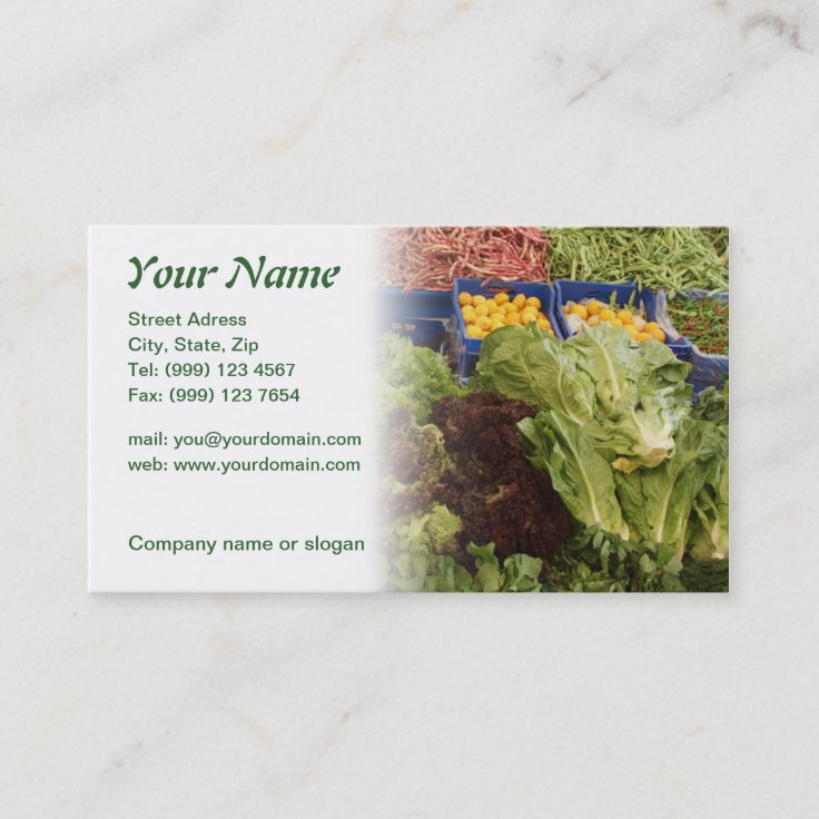 Fruit and vegetables business card | Zazzle
