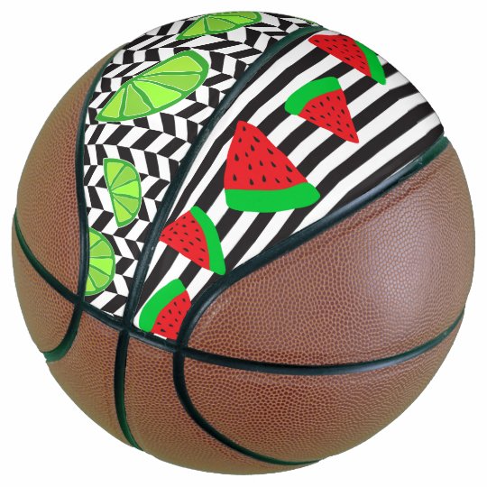 Fruit Watermelon Stripe Lime Herringbone Basketbal Basketball | Zazzle ...