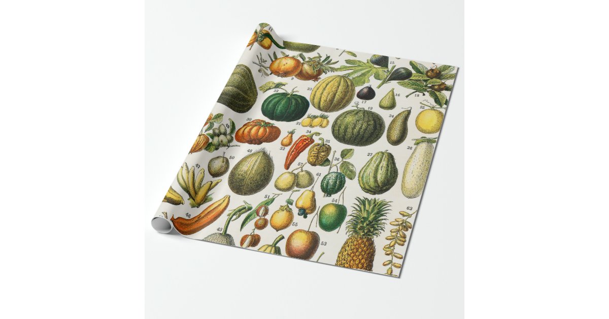 Fruits and Vegetables Wrapping Paper | Zazzle