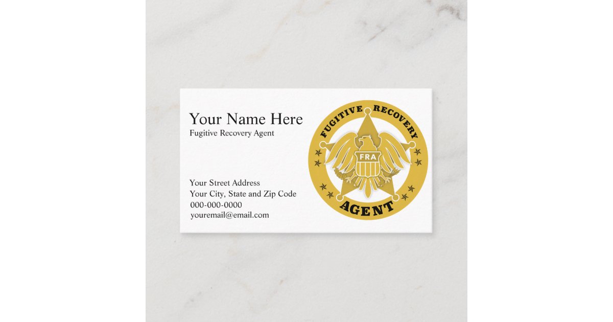 FUGITIVE RECOVERY AGENT BADGE Business card | Zazzle