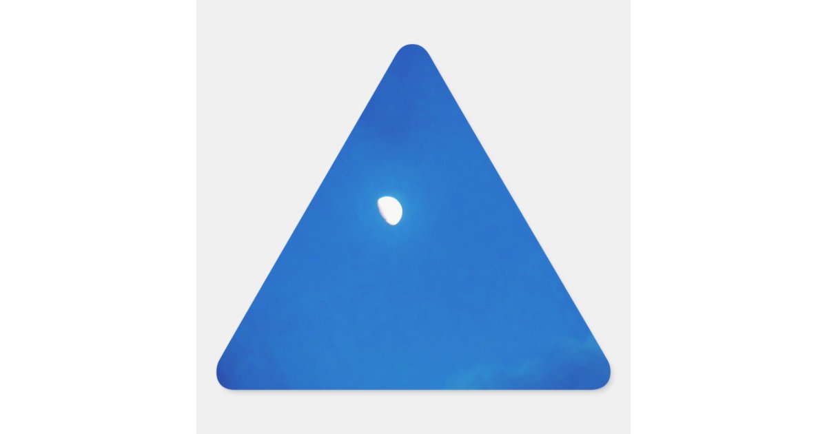 Full Moon Blue Clouds Triangle Sticker | Zazzle