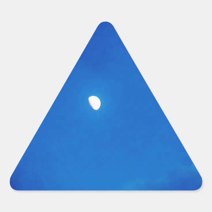 Full Moon Blue Clouds Triangle Sticker | Zazzle