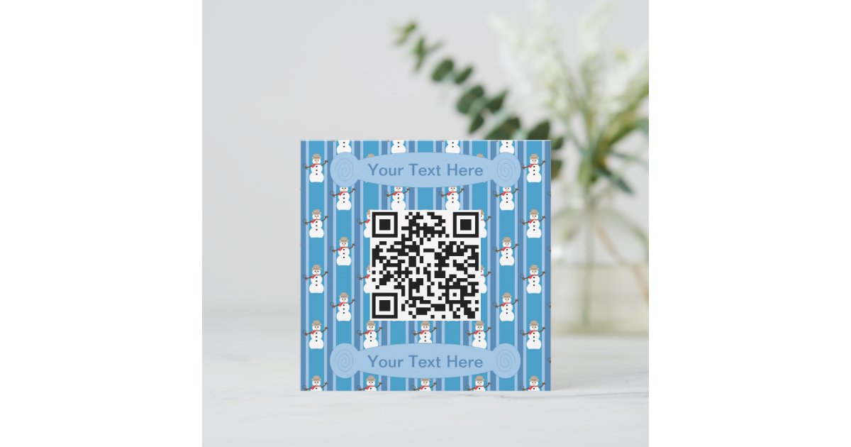 Fun and Fancy Blue Snowman Detective QR Code Invitation | Zazzle
