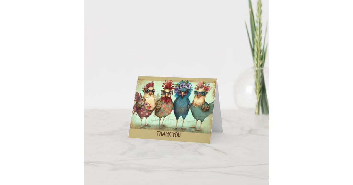 FUN CHICKEN THANK YOU Folded Thank You Card | Zazzle