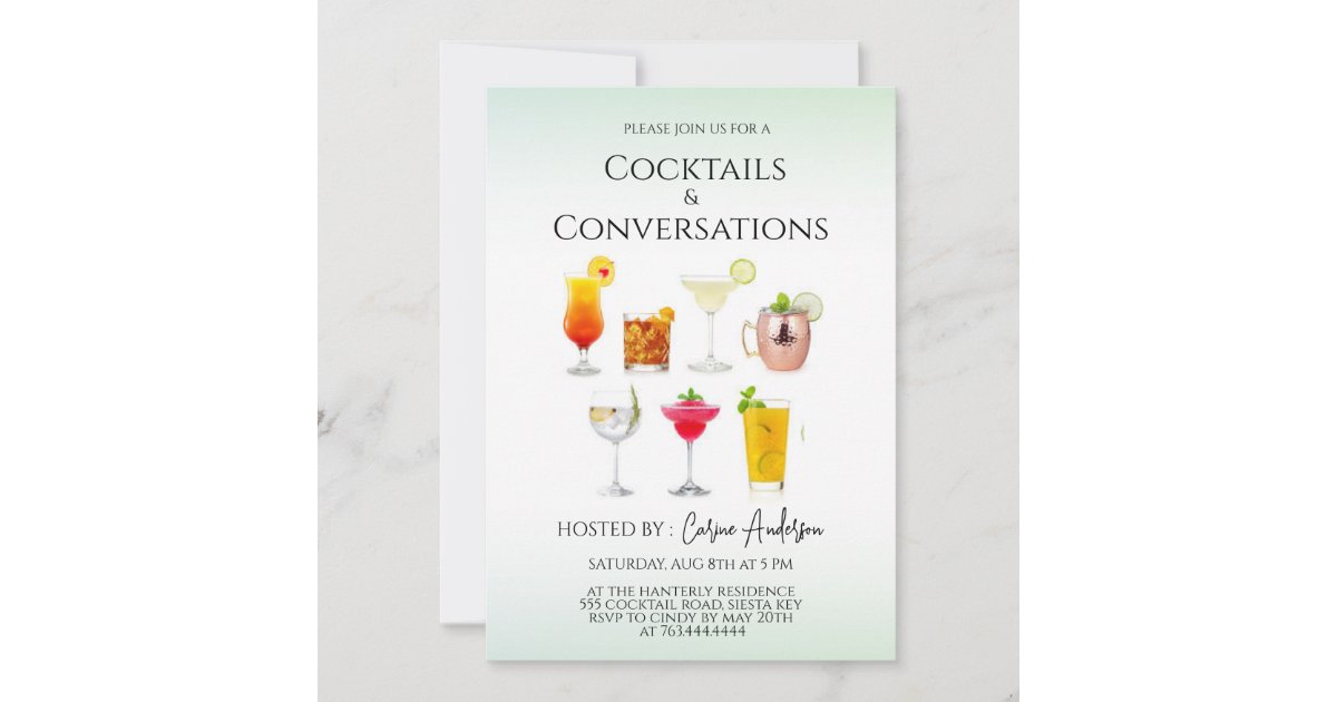 Fun Cocktails and Conversation Party Invitation | Zazzle