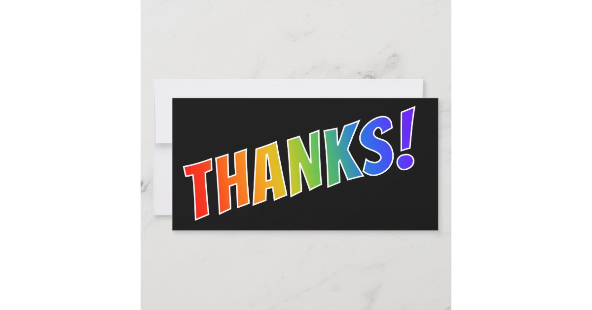 Fun, Colourful, Rainbow Look "THANKS!" Thank You Card | Zazzle
