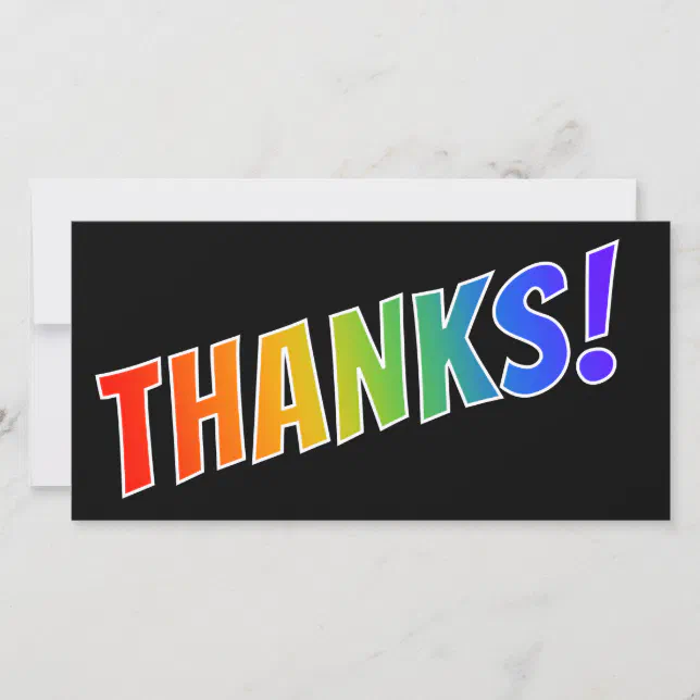Fun, Colourful, Rainbow Look "THANKS!" Thank You Card | Zazzle