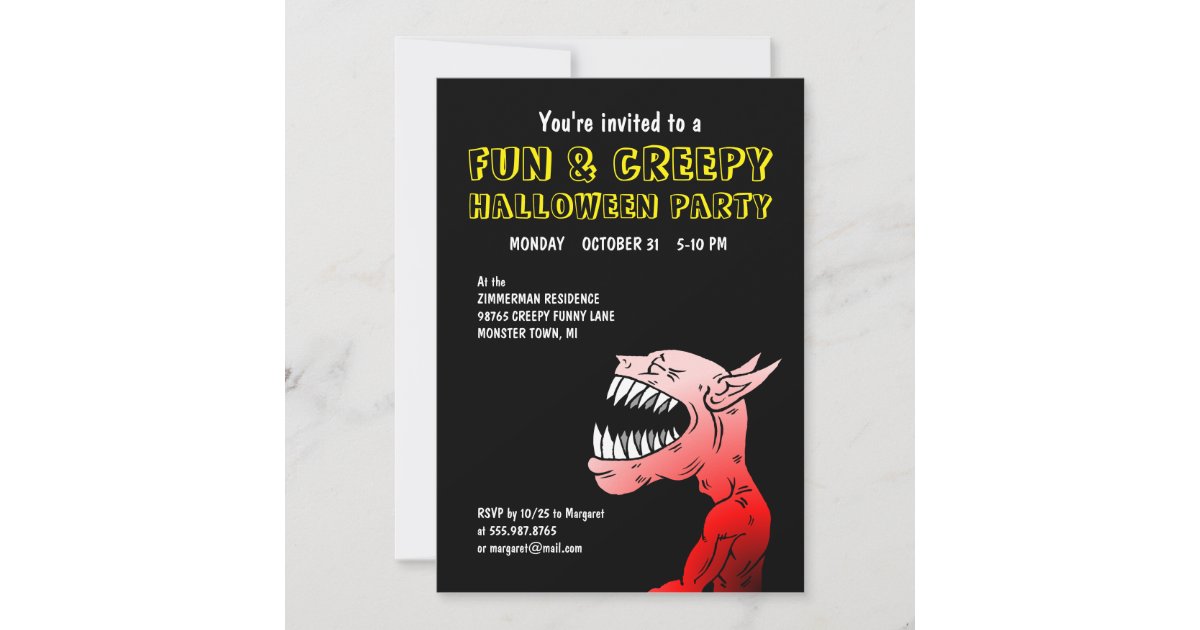 Fun & Creepy Halloween Party Invitation | Zazzle