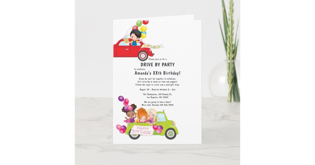 Fun Drive By Birthday Party Invitation | Zazzle