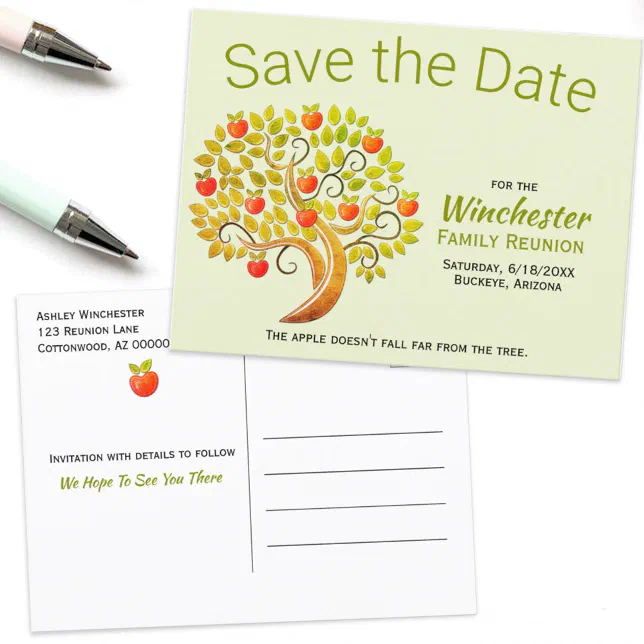 Fun Family Reunion Save The Date Apple Tree Custom Announcement ...