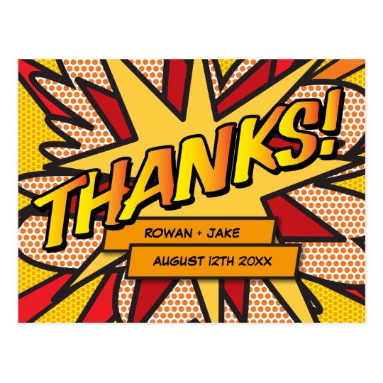 Fun Modern Comic Book Thank You Postcard | Zazzle.co.uk