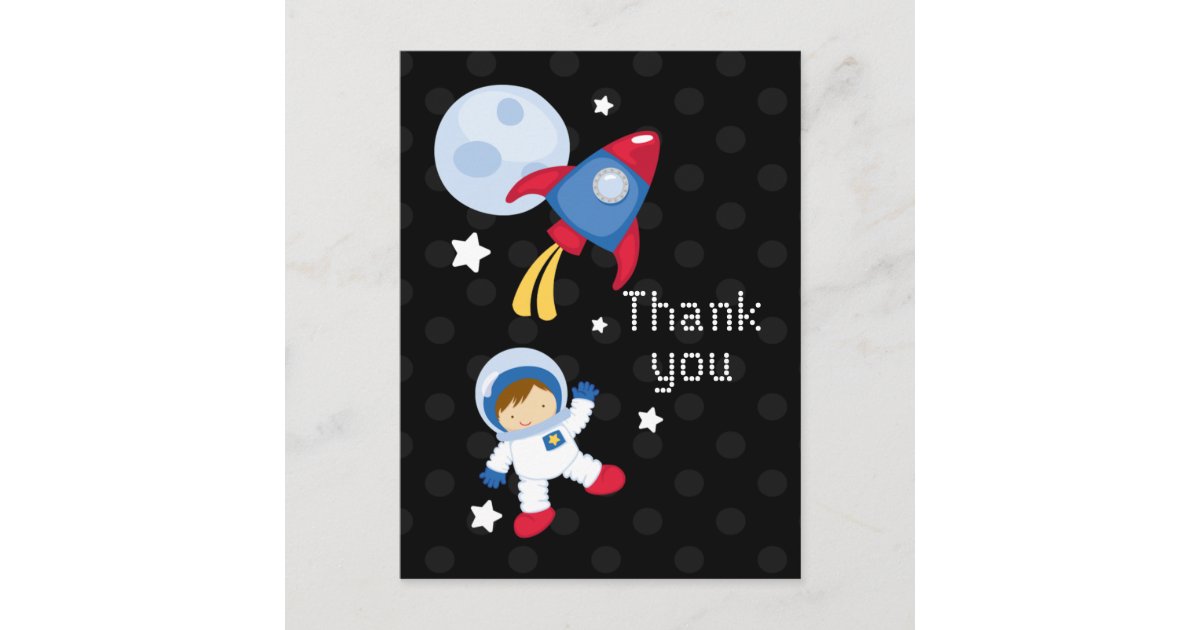 Fun outerspace astronaut thank you postcard | Zazzle