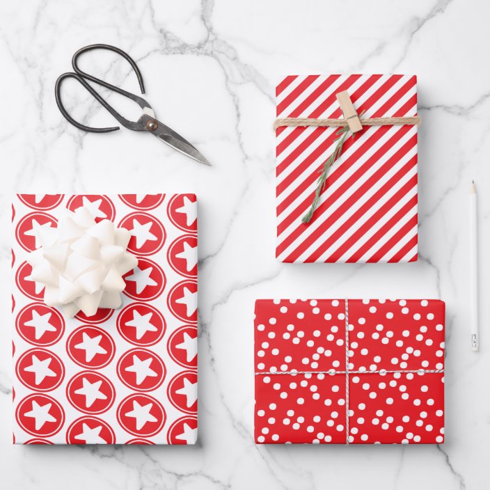 Fun Red Patterns Wrapping Paper Sheet | Zazzle.co.uk
