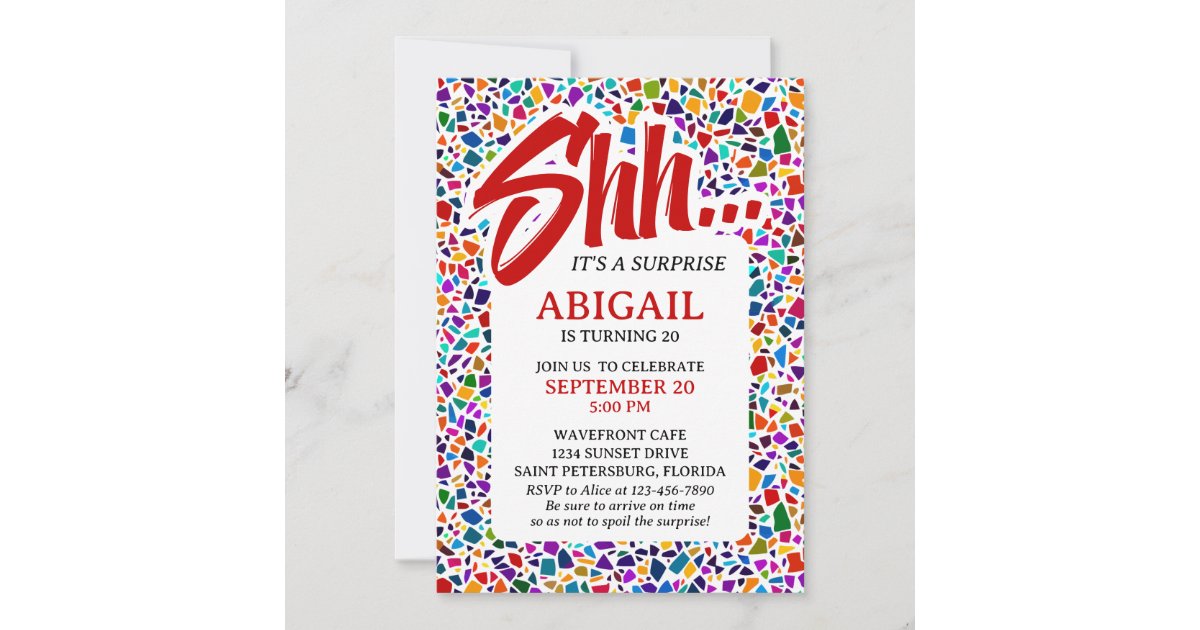 Fun Surprise Colourful Birthday Invitation | Zazzle