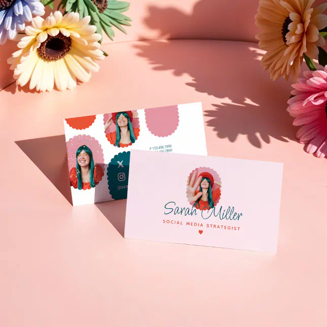 Fun & Trendy Social Media Girly Photo Frames Business Card | Zazzle