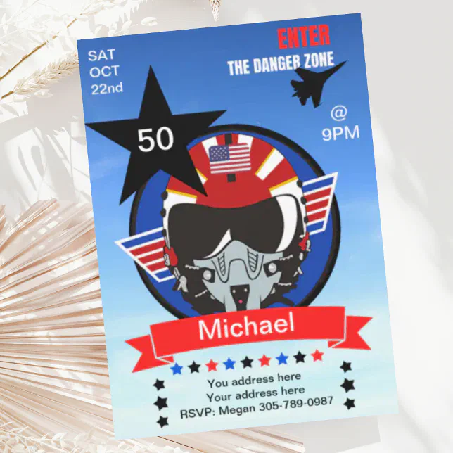 Fun USA Fighter Jet Pilot Birthday Invitation | Zazzle