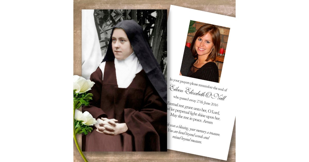 Funeral Catholic St Thérèse Prayer Sympathy Cards | Zazzle