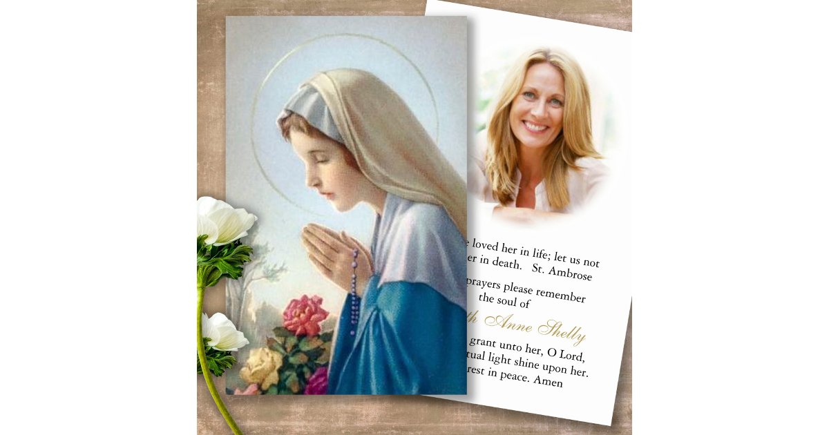 Funeral Loss Mary Praying Prayer Sympathy Cards | Zazzle