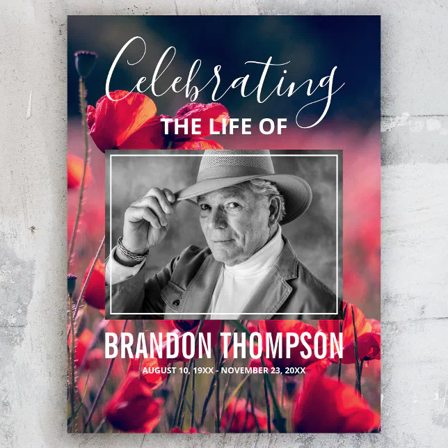 Funeral Welcome Sign Poppy Photo Memorial Poster | Zazzle