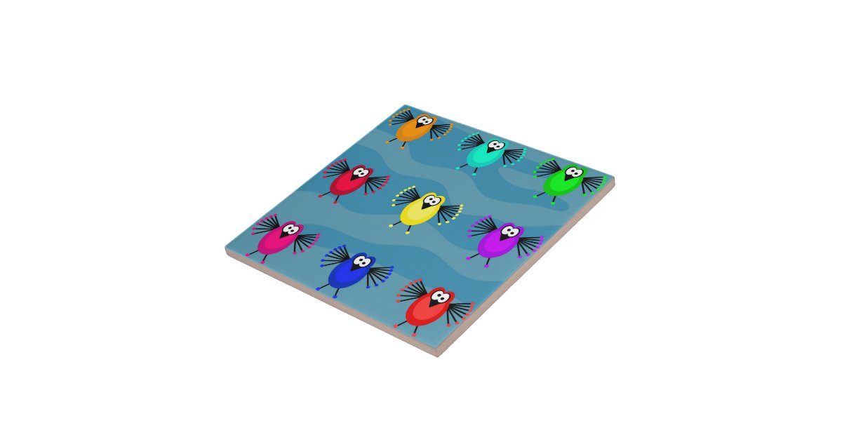 Funky Birds Tile | Zazzle
