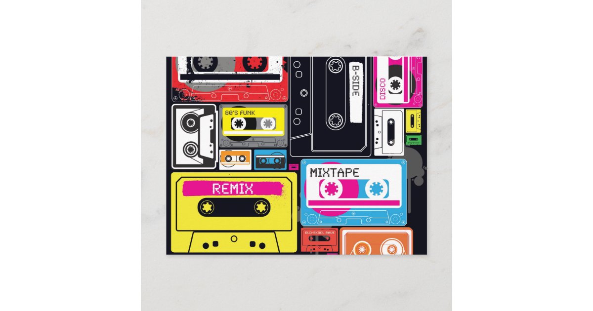 Funky Cool Mix Tapes Design Postcard | Zazzle