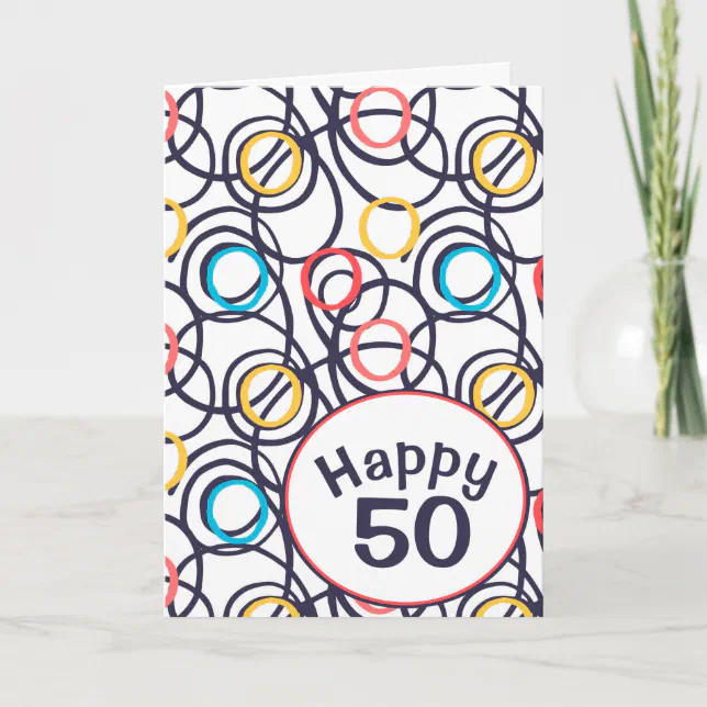 Funky Doodles for 50th Birthday Card | Zazzle