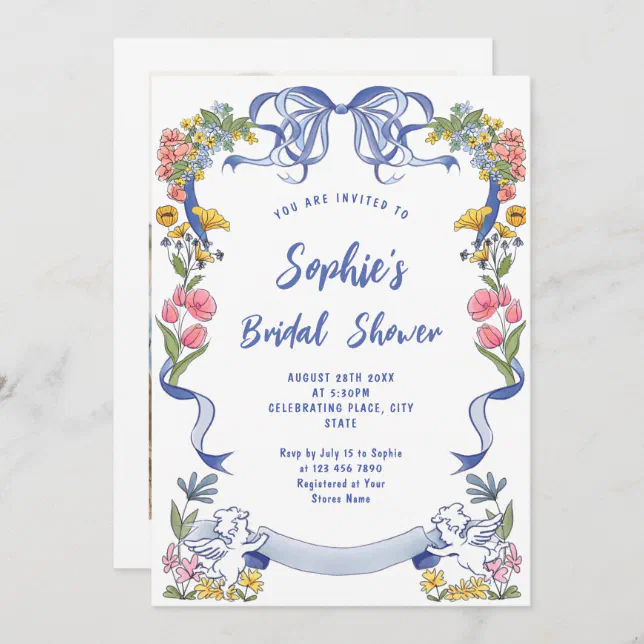 Funky Hand Drawn Scribble Retro Bridal Shower Invitation | Zazzle