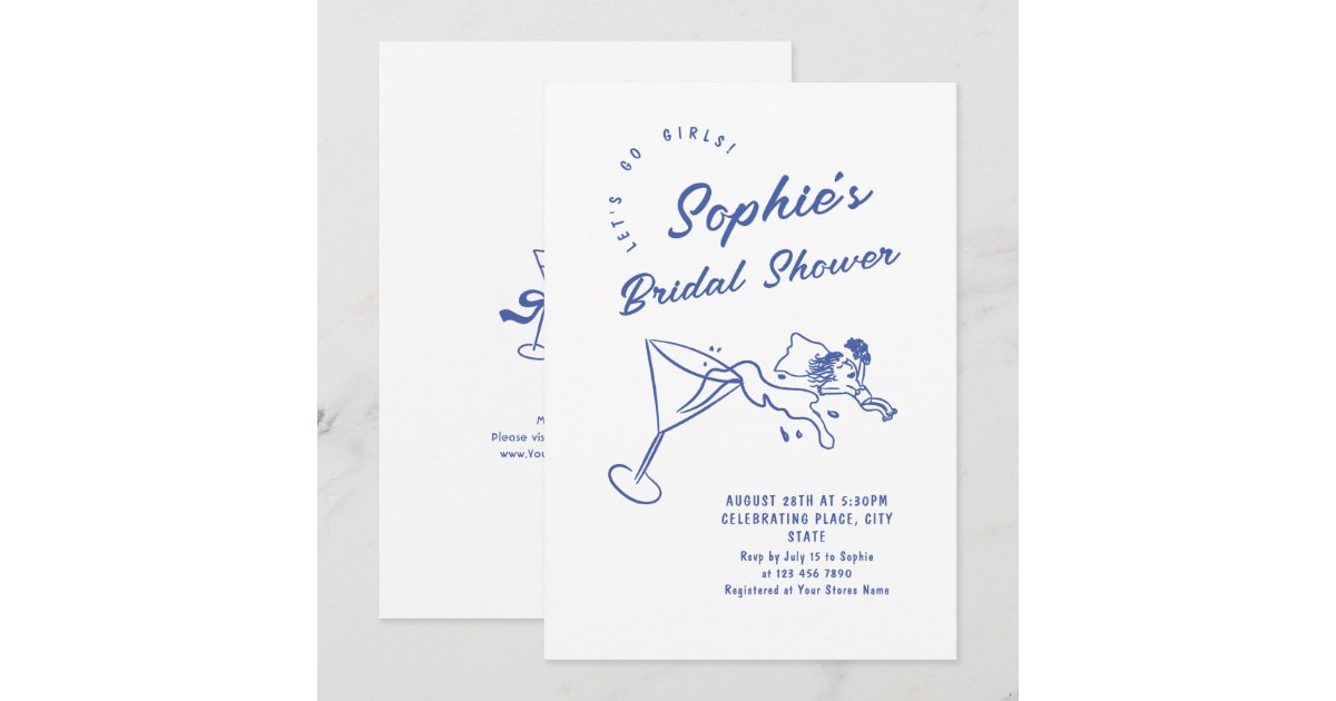 Funky Hand Drawn Scribble Retro Bridal Shower Invitation | Zazzle