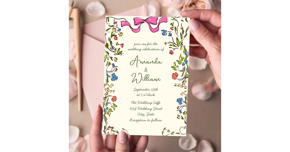 Funky Hand Drawn Scribble Retro Wedding Invitation | Zazzle
